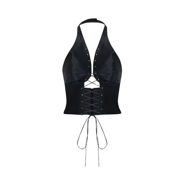 PCFG The Party Edit Crisscross Neck Lace-up Top - Black