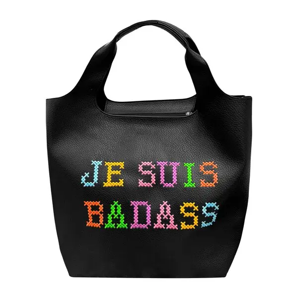 LILLY LOVES Je Suis Basass Bucket Bag - Black