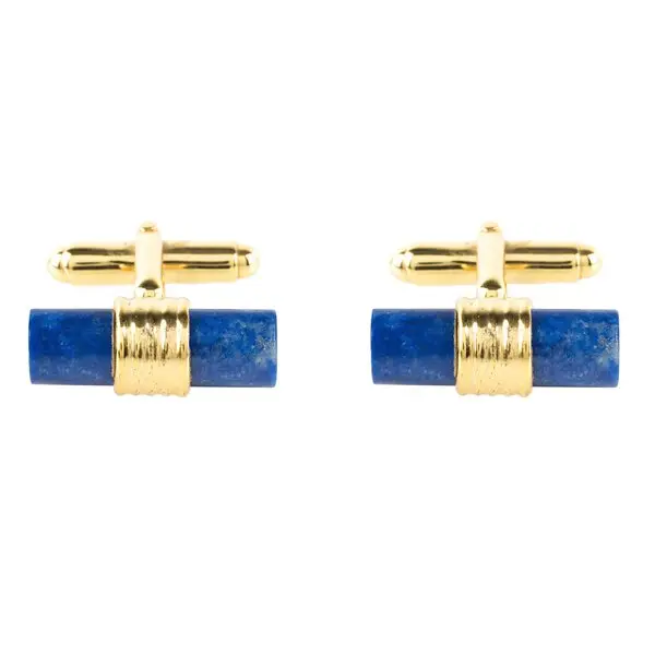 LATELITA Blue / Gold Cylindrical Cufflink Gold Lapis Lazuli
