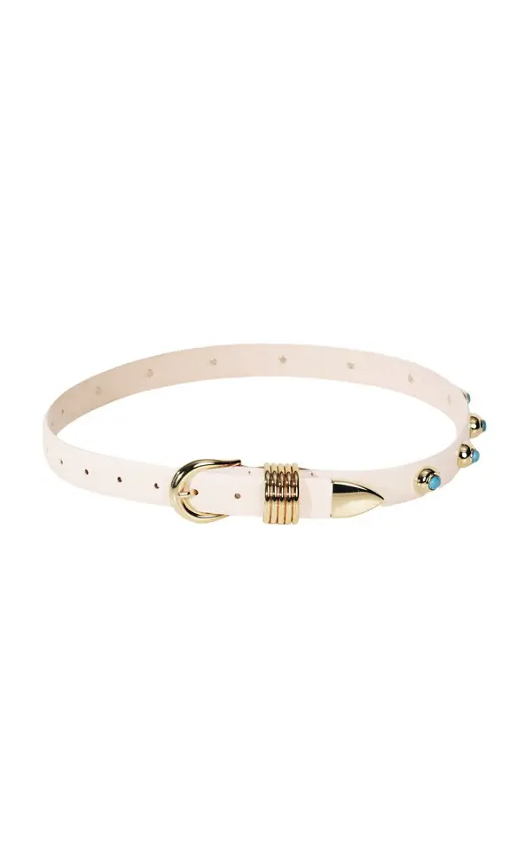 DEHANCHE Hollyhock Embellished Leather Belt - White