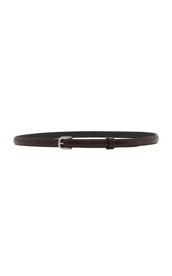 TOTEME Slim Lizard-embossed Leather Belt - Brown