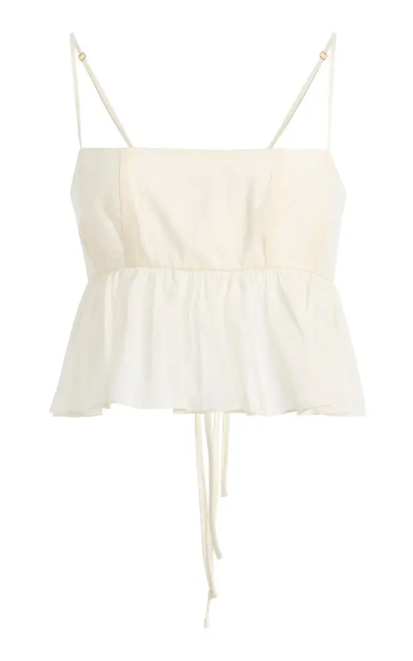 MORE NOIR Dune Cotton-silk Voile Cropped Top - Ivory