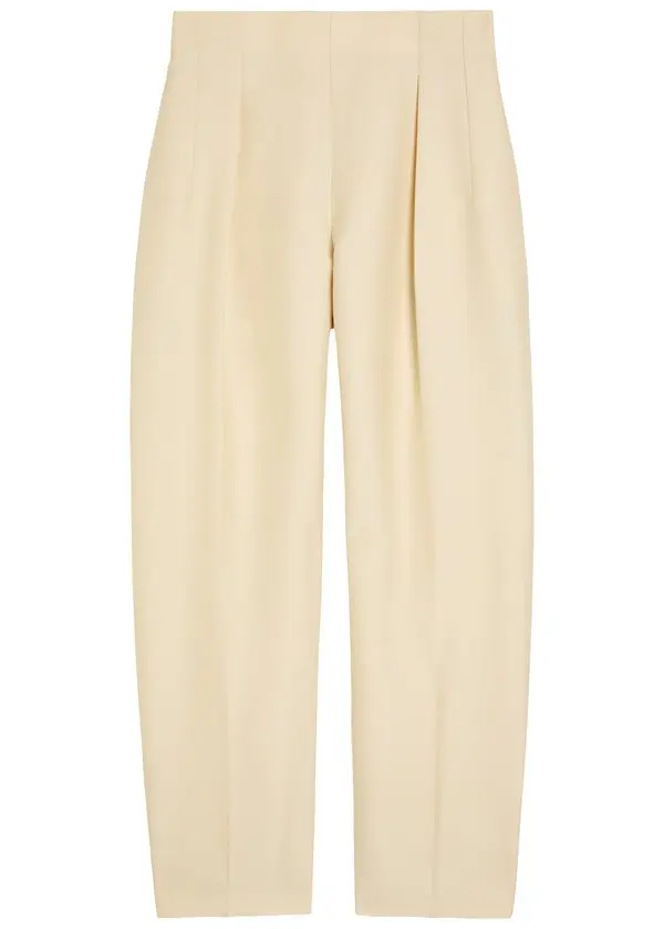 Khaite Somera Wool And Silk-blend Trousers - Ivory