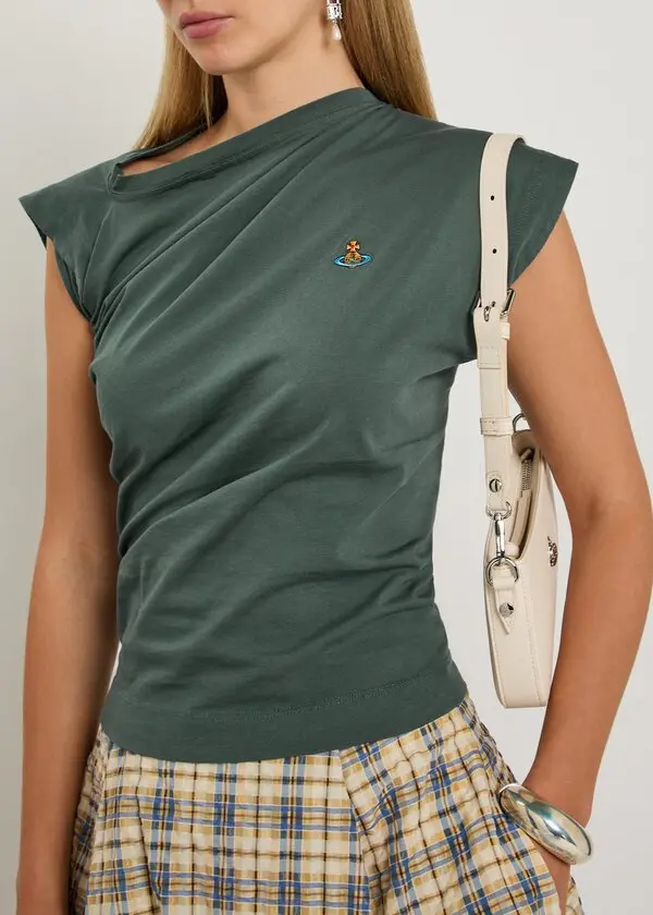 VIVIENNE WESTWOOD Asymmetric Draped Cotton T-shirt - Green