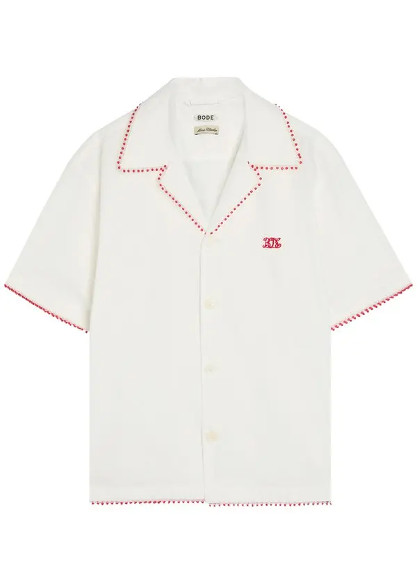 BODE Redbud Logo-embroidered Cotton-poplin Shirt - White