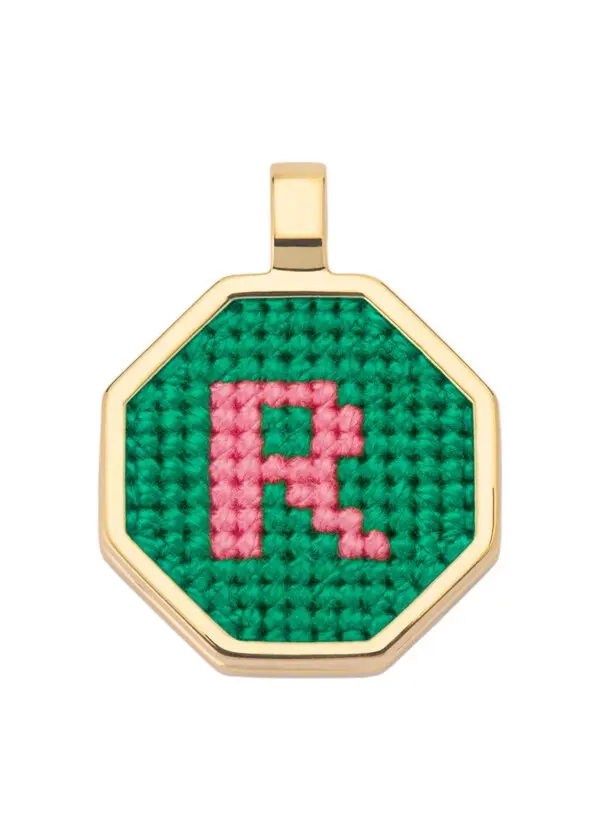 Maria Frering Gold-plated Bronze Letter Pendant Necklace - Green