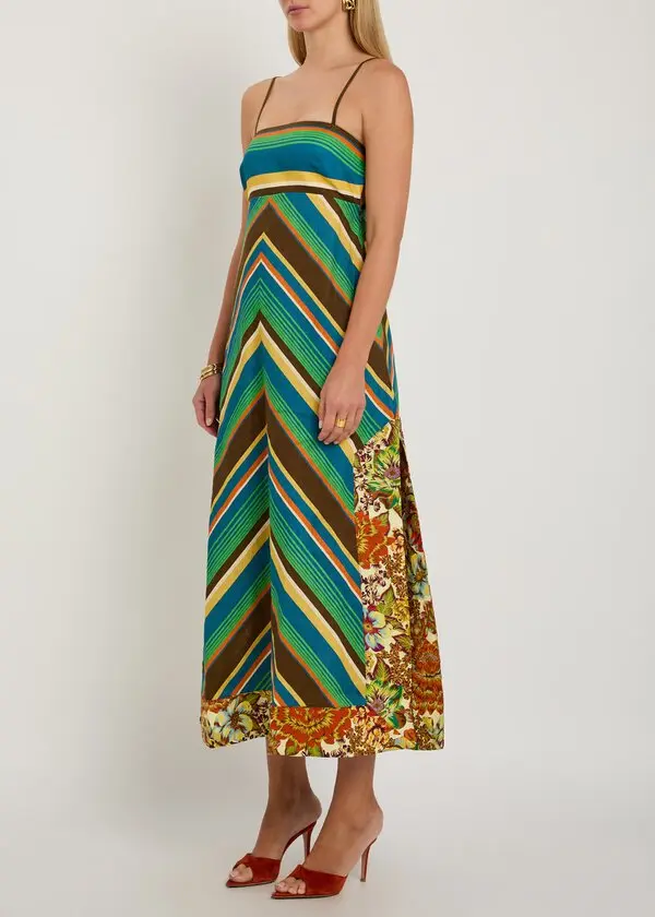 ALEMAIS Charlie Striped Linen Midi Dress