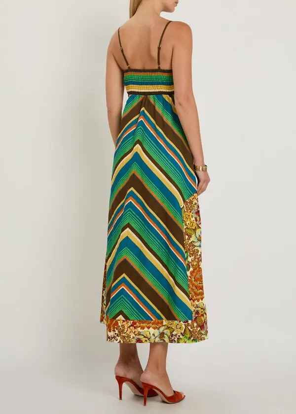ALEMAIS Charlie Striped Linen Midi Dress