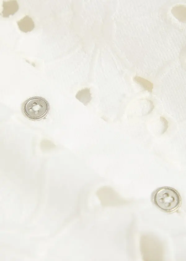 Alice + Olivia Finely Cutwork Embroidered Denim Shirt