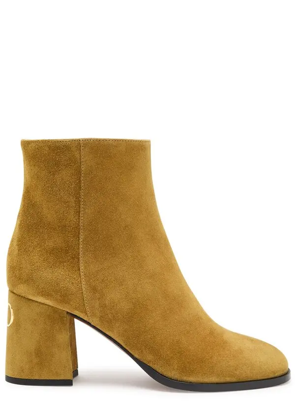 Valentino Garavani Fawcette 75 Suede Ankle Boots - Camel