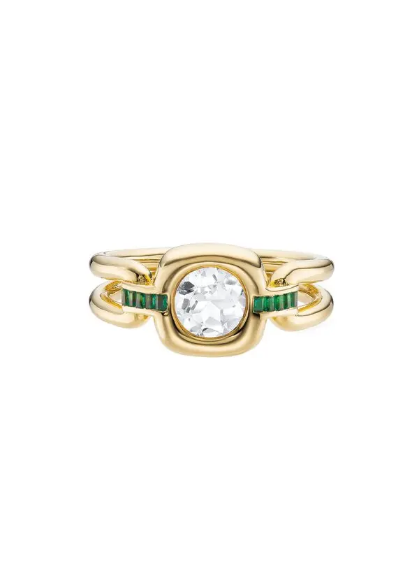 LAURA VANN 18kt Gold Vermeil Ring With White Topaz And Cubic Zirconia