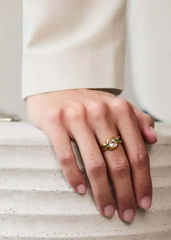 LAURA VANN 18kt Gold Vermeil Ring With White Topaz And Cubic Zirconia