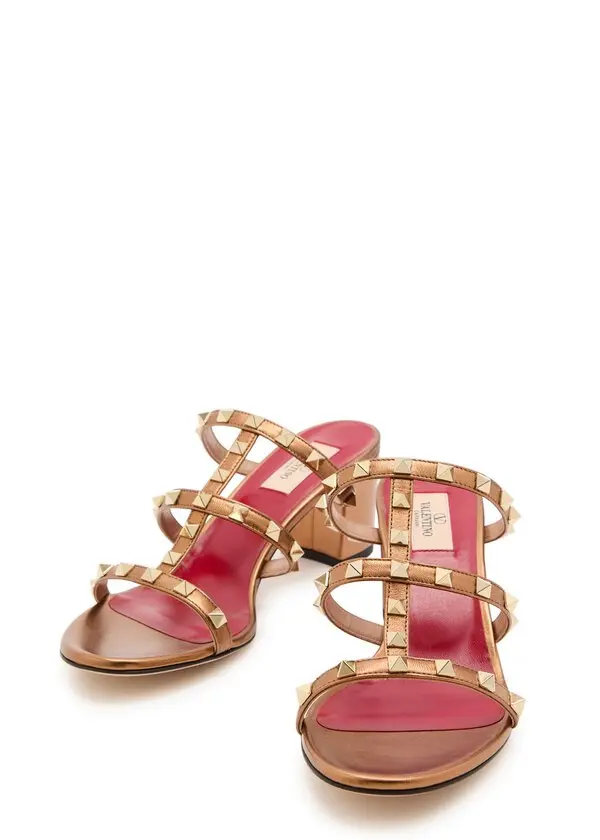 Valentino Garavani Rockstud 60 Metallic Leather Mules