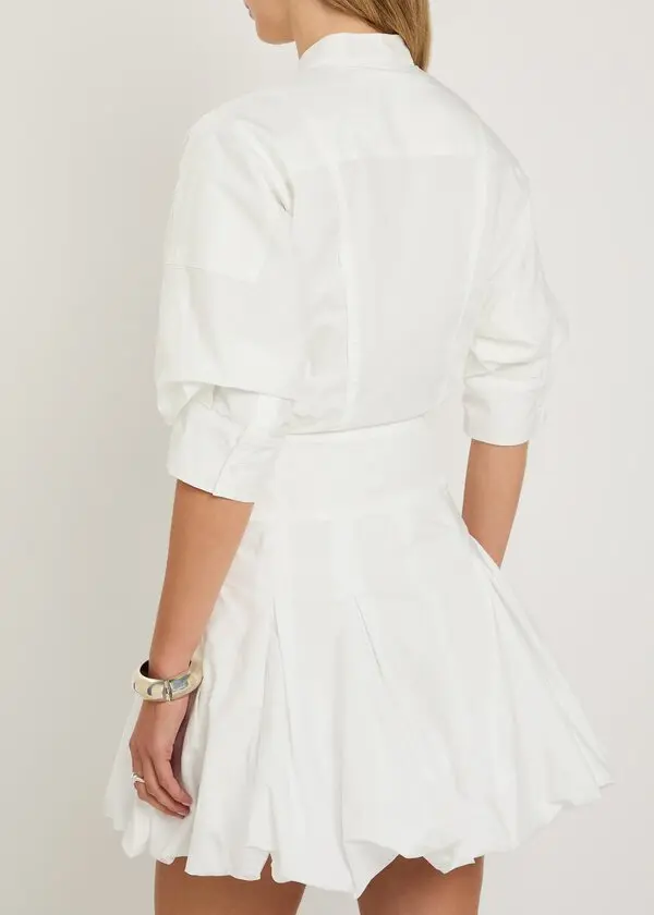 Simkhai Effie Bubble-hem Cotton-blend Poplin Mini Shirt Dress