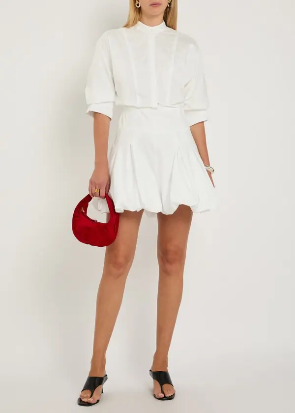 Simkhai Effie Bubble-hem Cotton-blend Poplin Mini Shirt Dress