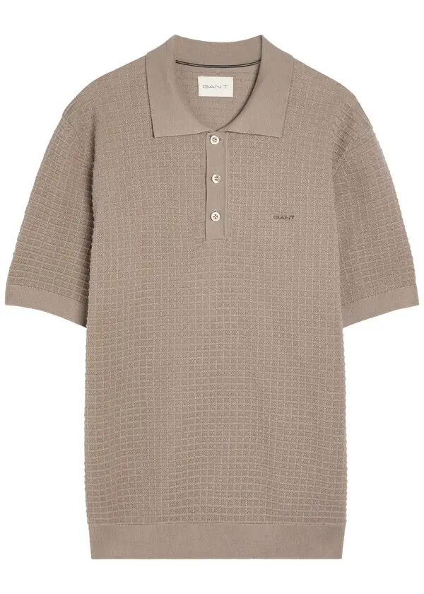 Gant Textured-knit Cotton Polo Shirt
