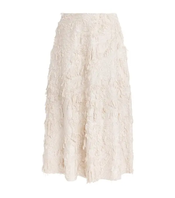 Camilla And Marc Jacquard Fringed Tundra Midi Skirt - Ivory