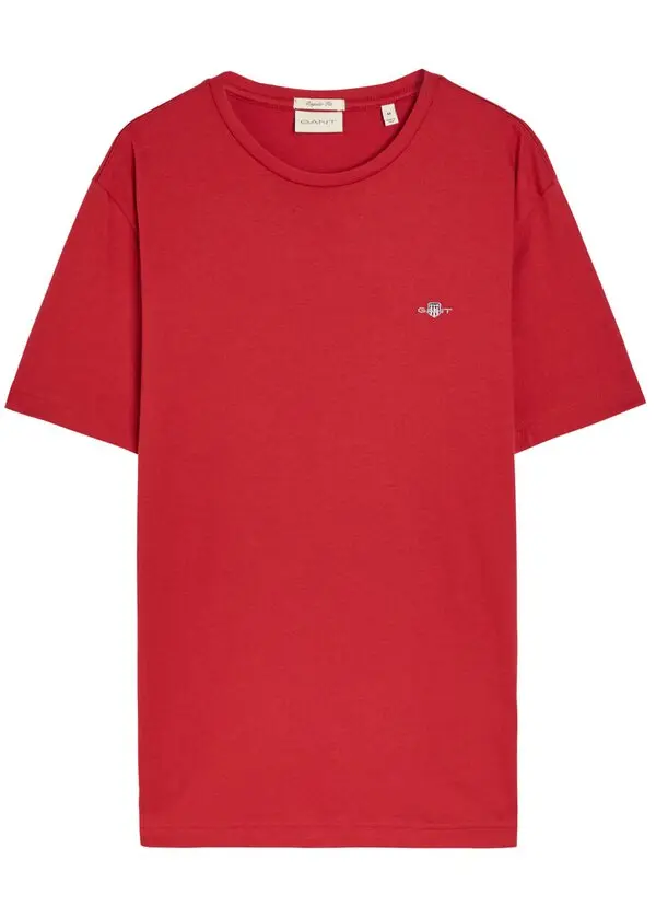 Gant Logo-embroidered Cotton T-shirt