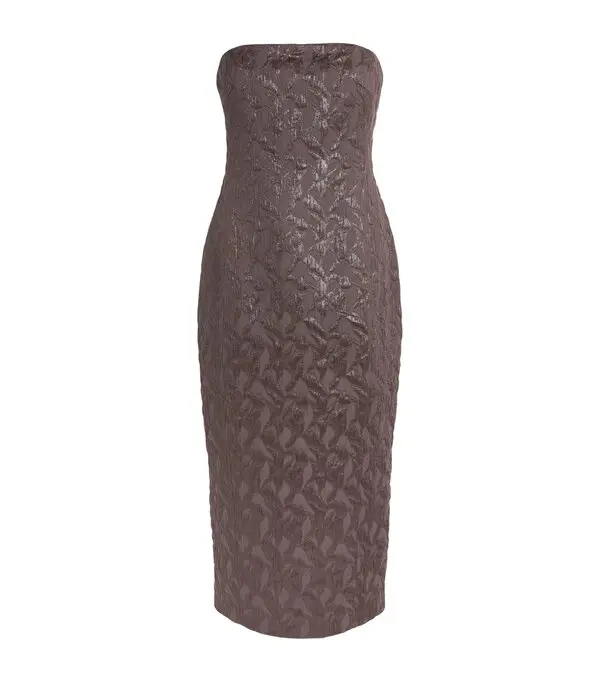 Camilla And Marc Strapless Textured Jacquard Midi Dress - Brown