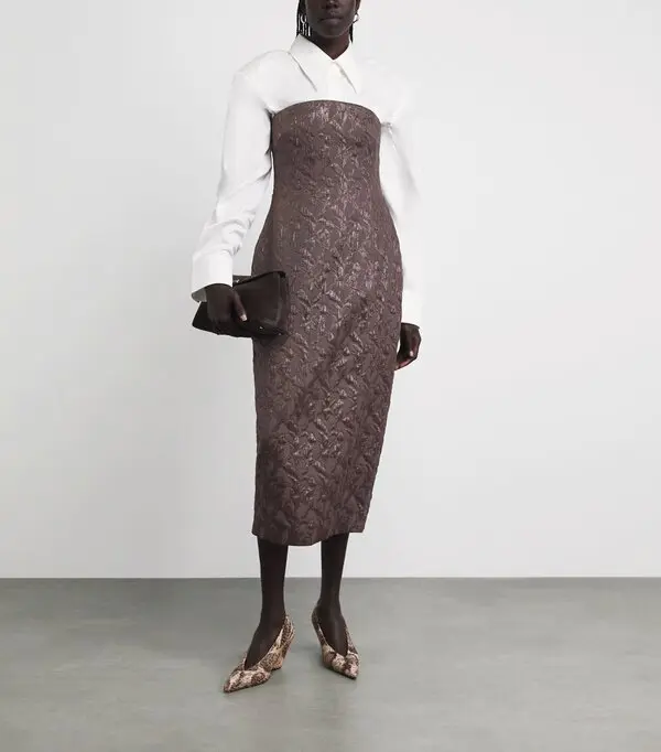 Camilla And Marc Strapless Textured Jacquard Midi Dress
