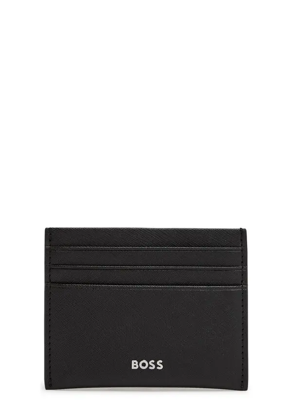 BOSS Northon Logo Saffiano Leather Card Holder