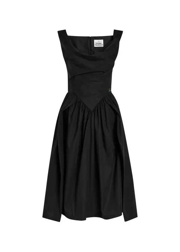 VIVIENNE WESTWOOD Sunday Logo-embroidered Cotton-poplin Midi Dress - Black