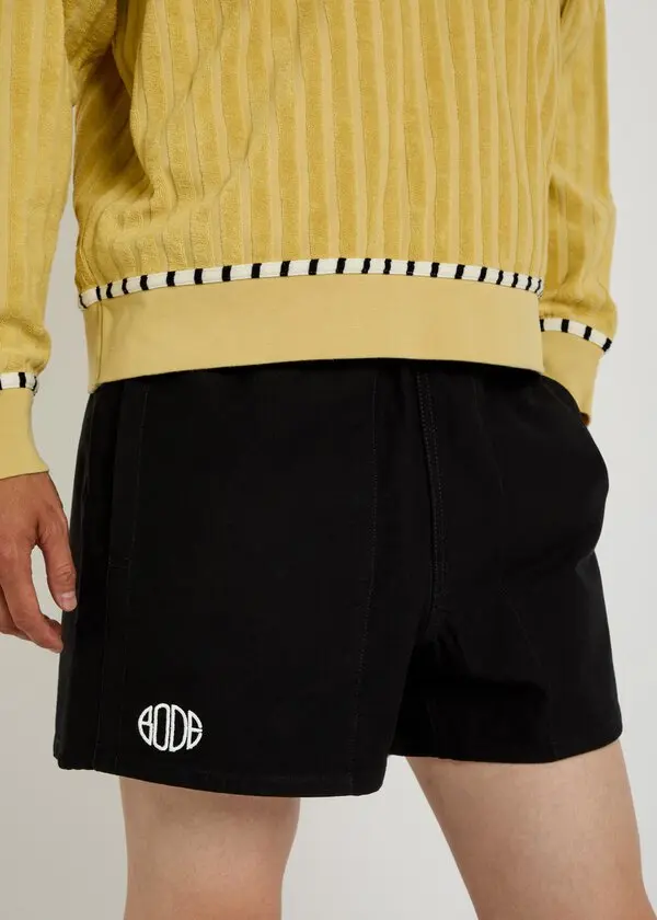 BODE Field Logo-embroidered Cotton-twill Shorts - Black
