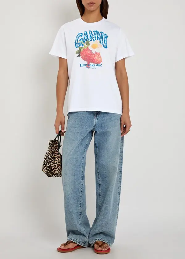 GANNI Printed Cotton T-shirt