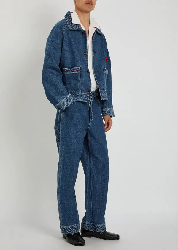 BODE Knolly Embroidered Straight-leg Jeans