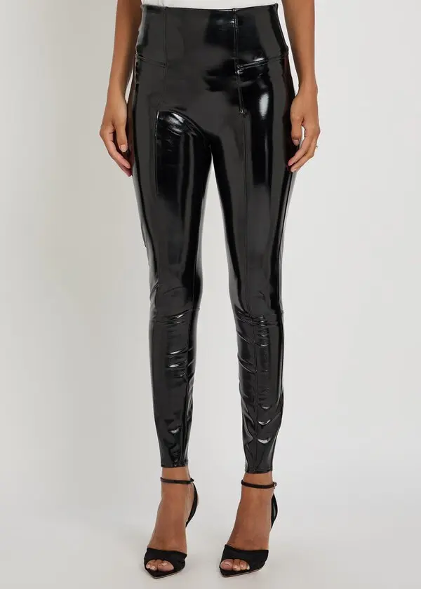 Spanx Panelled Faux Patent Leather Leggings