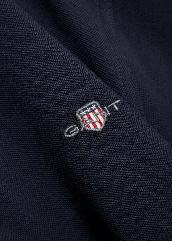 Gant Logo-embroidered Piqué Cotton Polo Shirt - Navy