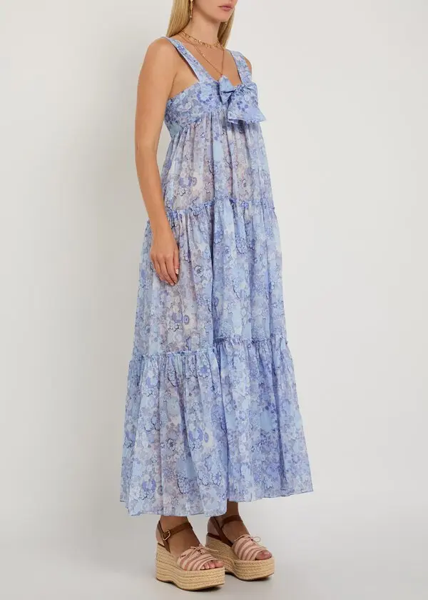Chloé Floral-print Tiered Cotton Midi Dress
