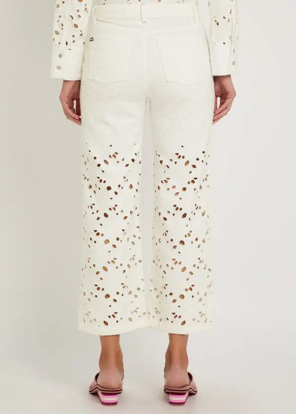 Alice + Olivia Embroidered Wide-leg Jeans