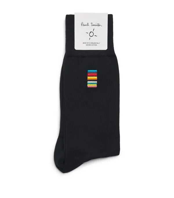 Paul Smith Embroidered Signature Stripe Socks - Navy