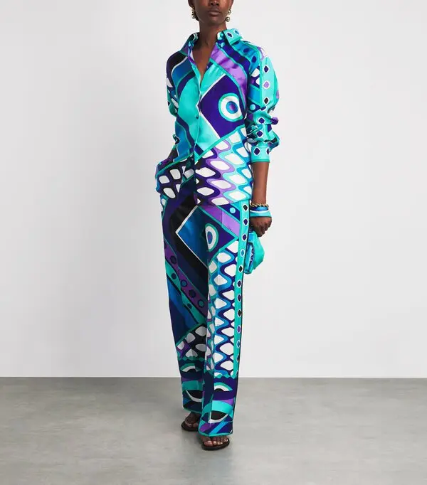 Emilio Pucci Silk Geometric Print Oversized Shirt