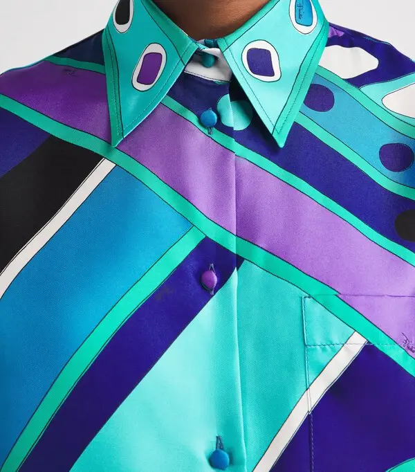 Emilio Pucci Silk Geometric Print Oversized Shirt