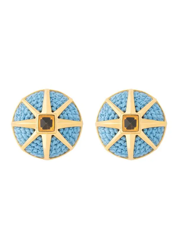 Maria Frering Plated Sculptural Dome Stud Earrings With Citrine Detail - Gold