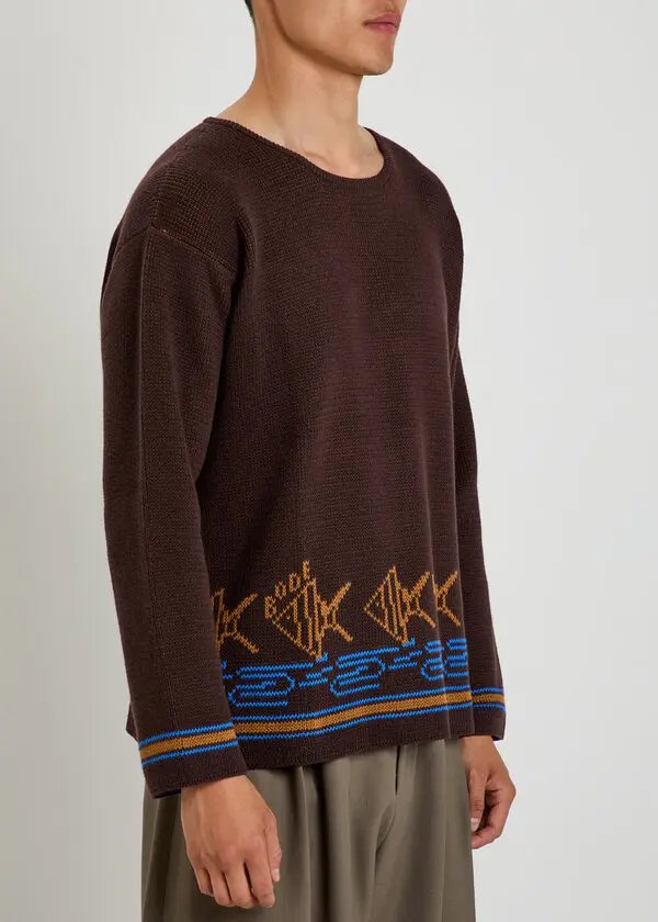 BODE Fish School Intarsia Cotton Jumper