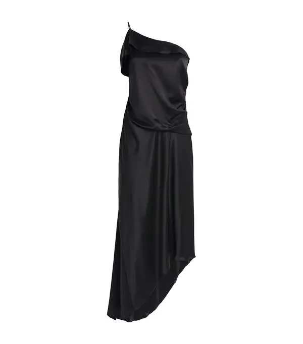 Camilla And Marc Silk Asymmetrical Maxi Dress - Black