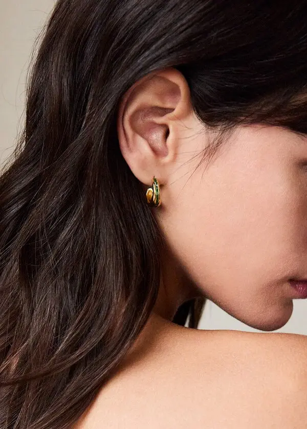 LAURA VANN 14kt Gold Vermeil Hoop Earrings With Cubic Zirconia