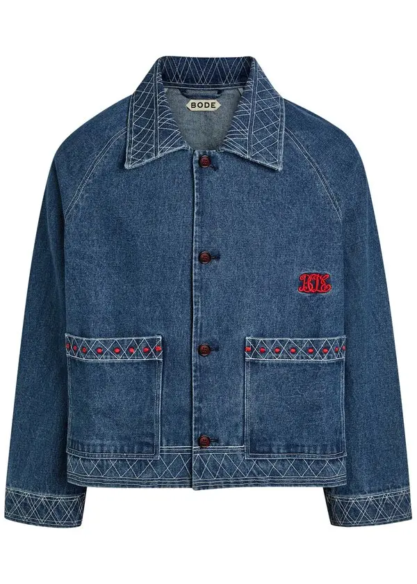 BODE Embroidered Denim Jacket