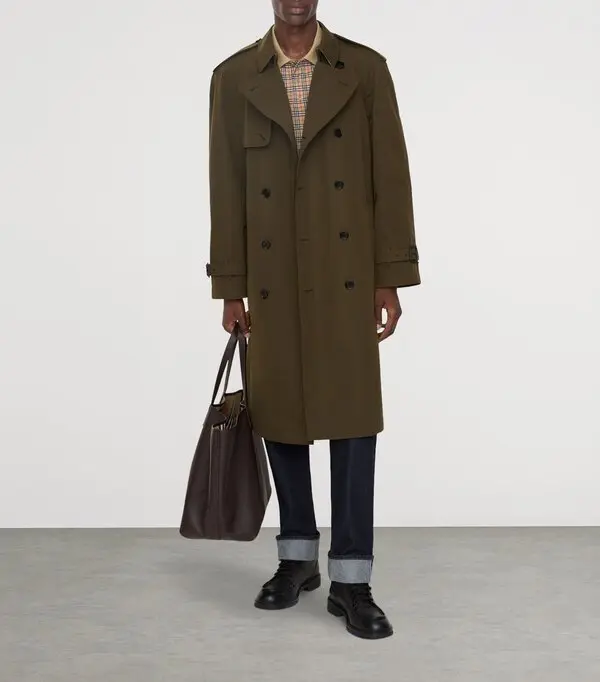 Burberry Long Cotton Gabardine Trench Coat