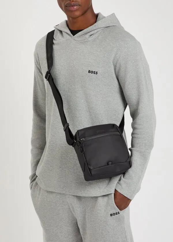 BOSS Stenson Logo Coated Canvas Cross-body Bag
