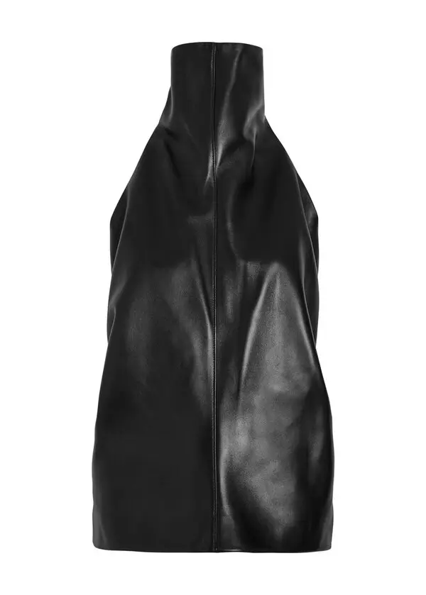 Khaite Rone Draped Leather Top