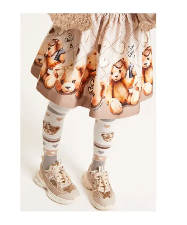 Monnalisa Teddy Bear Gabardine Skirt