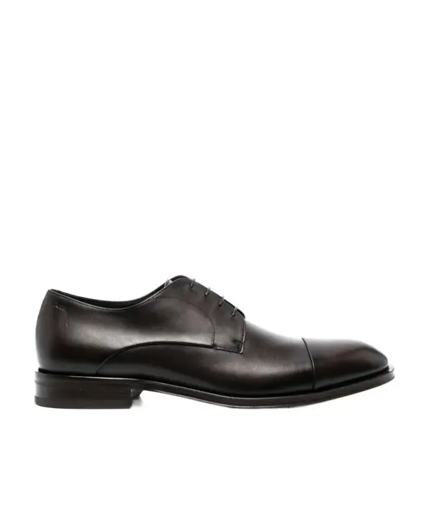 Hugo Boss Leather Derby Shoes With Almond Toe