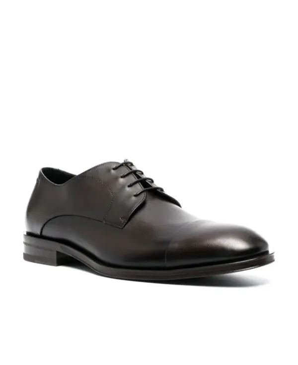 Hugo Boss Leather Derby Shoes With Almond Toe
