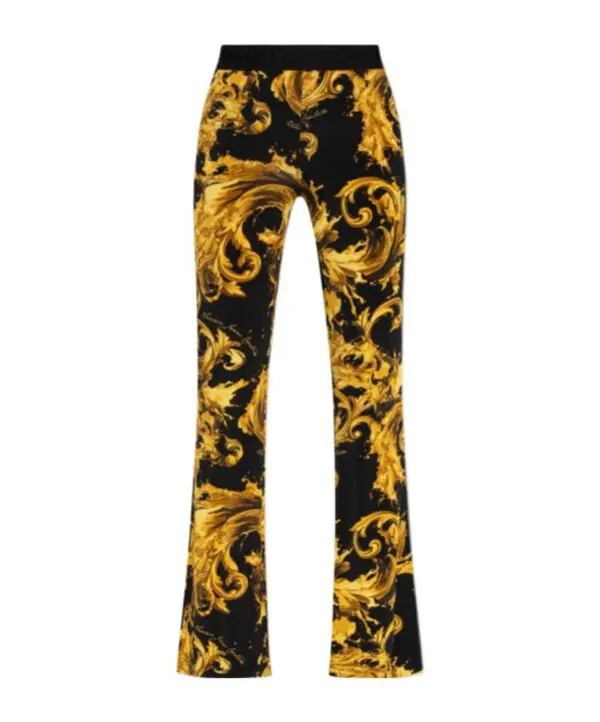 Versace Logo Waistband Flared-leg Trousers - Brown