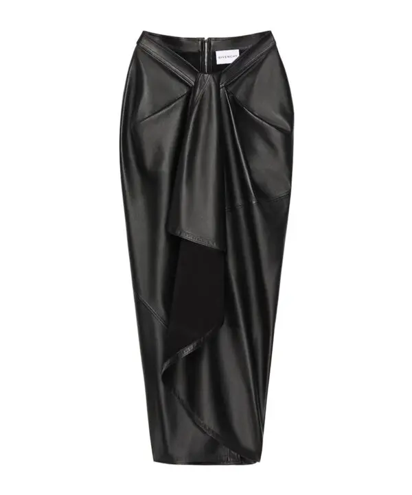 Givenchy Long Wrapped Skirt In Leather