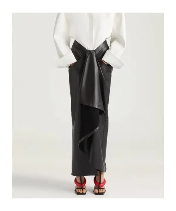 Givenchy Long Wrapped Skirt In Leather